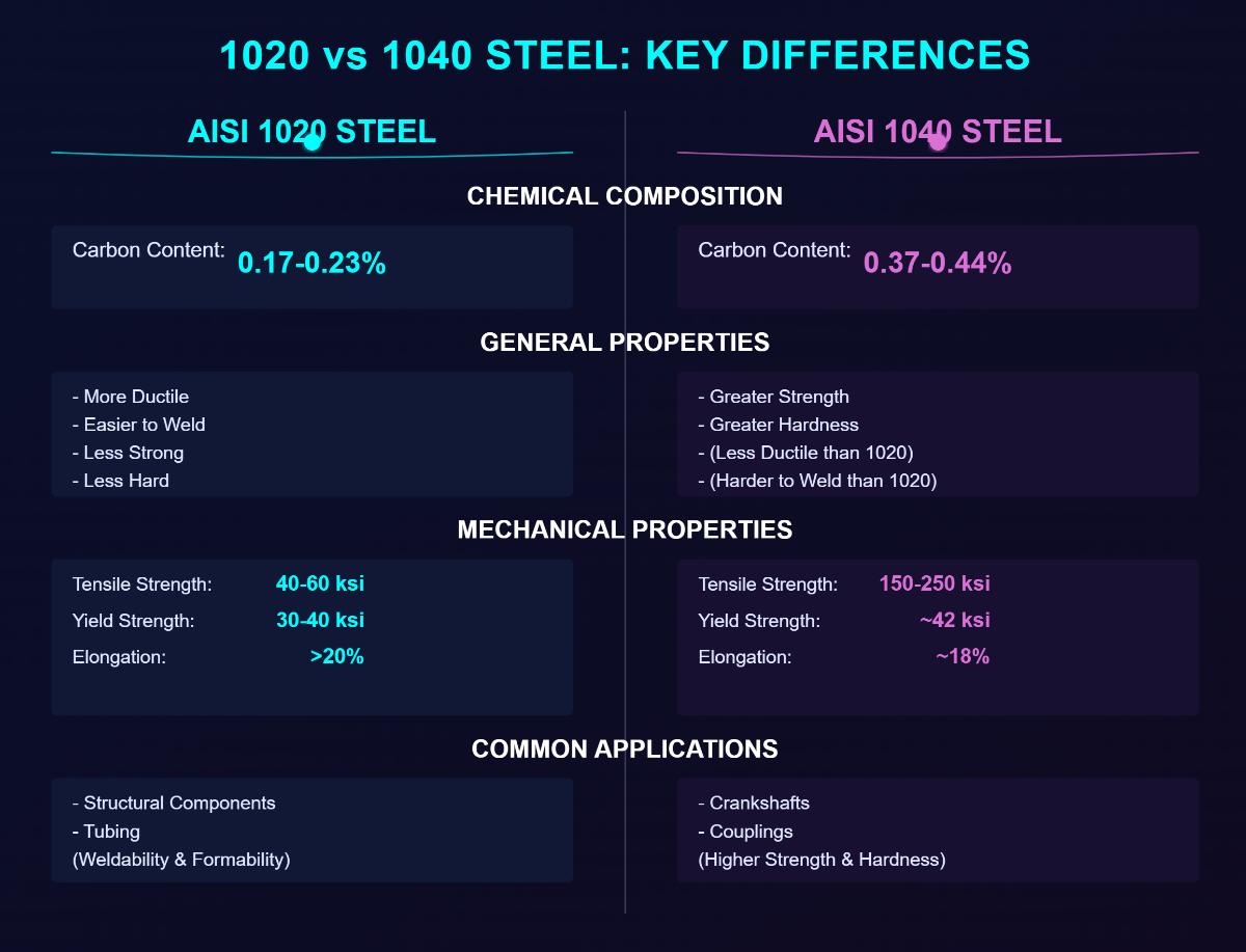 1020 vs. 1040 Steel: A Comprehensive Comparison - MFG Shop