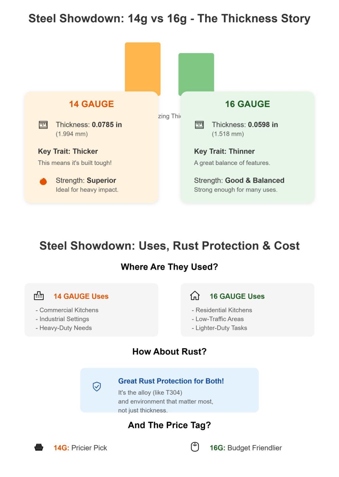 14 Gauge vs. 16 Gauge Stainless Steel: What's the Difference? - MFG Shop