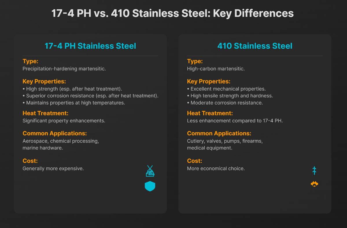 17-4 PH vs 410 Stainless Steel: What’s the Difference? - MFG Shop