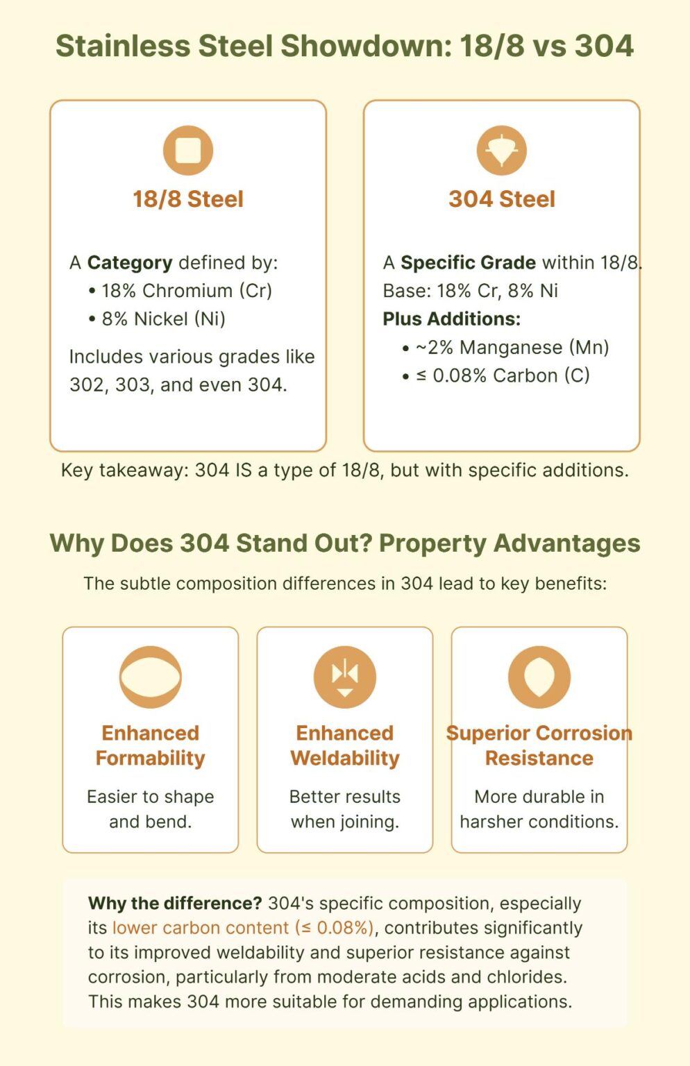 18-8 vs 304 Stainless Steel: Key Differences, Uses, and Comparisons ...