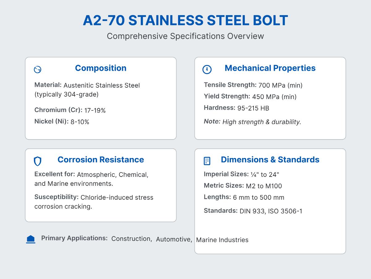 A2-70 Bolzen aus Edelstahl: Umfassende Spezifikationen und Preisübersicht - MFG Shop