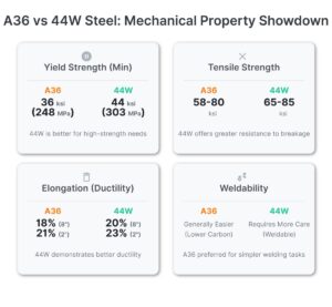 A36 vs. 44W Steel: A Comprehensive Comparison - MFG Shop