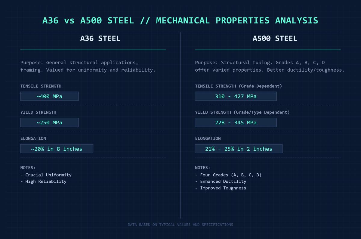A36 vs. A500 Steel: What's the Difference? - MFG Shop
