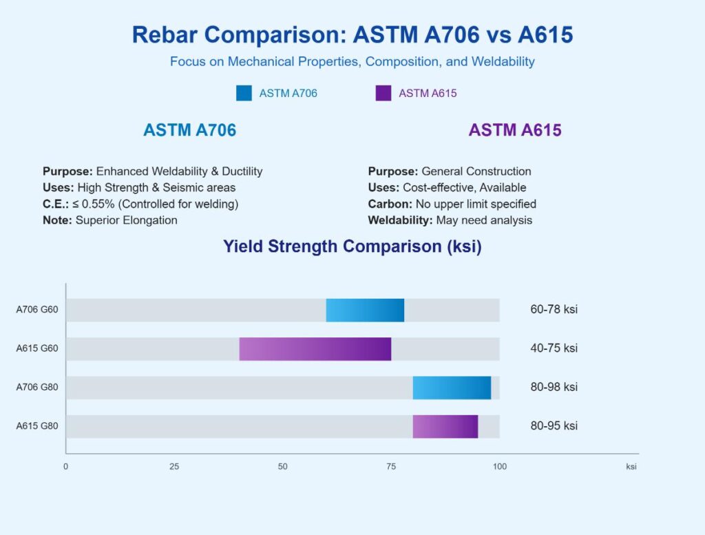 ASTM A706 vs ASTM A615 Rebar: What's the Difference? - MFG Shop