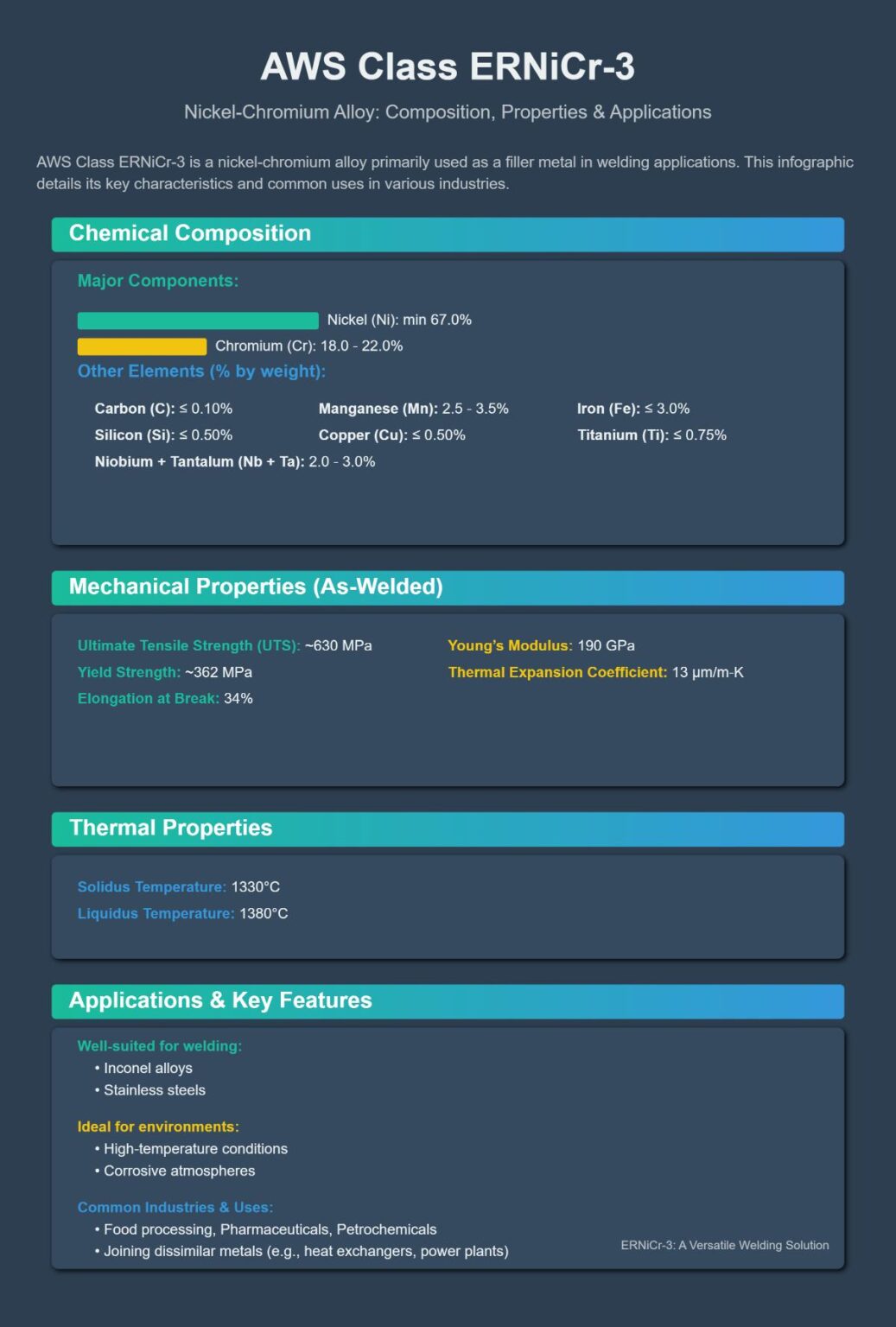 AWS Class ERNiCr-3: Composition, Properties, and Uses - MFG Shop