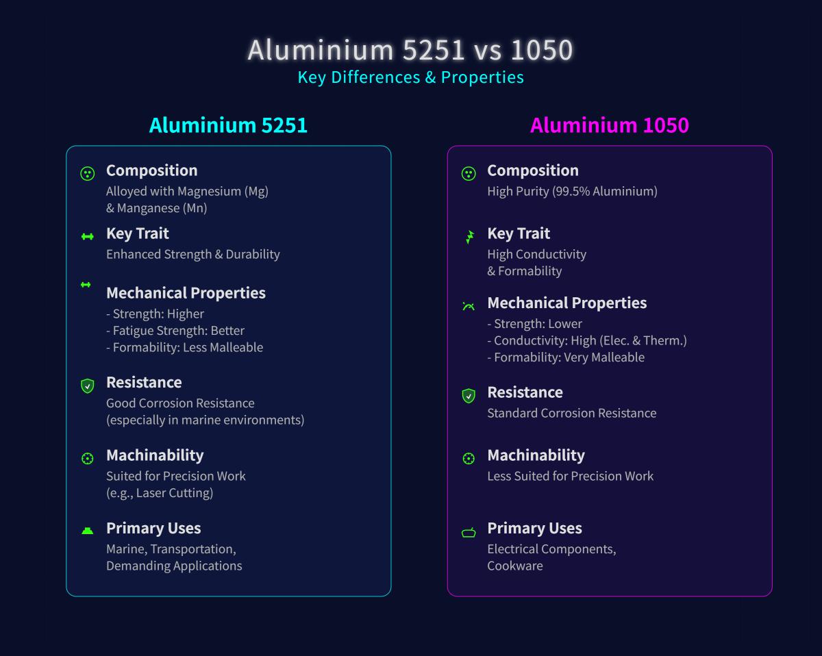 Aluminium 5251 vs 1050: What’s the Difference? - MFG Shop