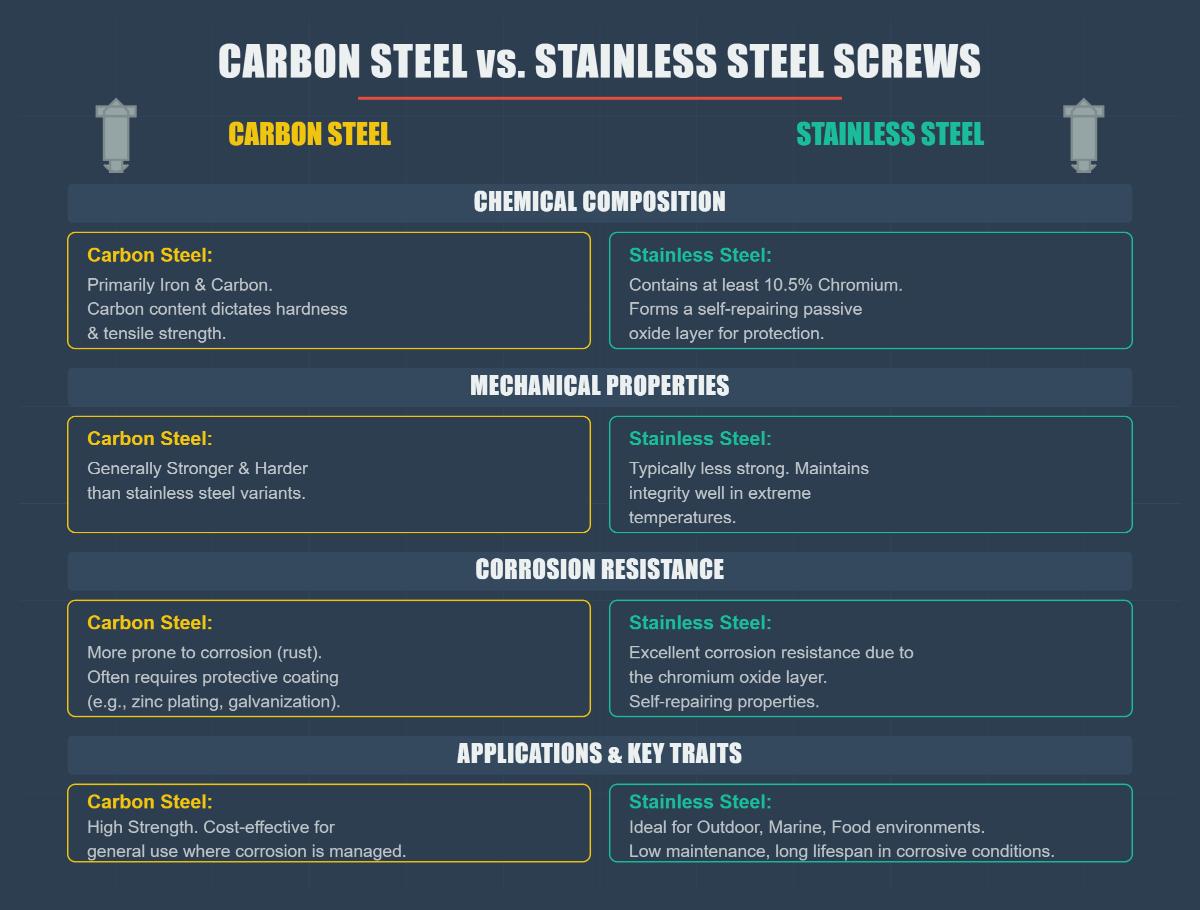Carbon Steel vs Stainless Steel Screws: What's the Difference? - MFG Shop