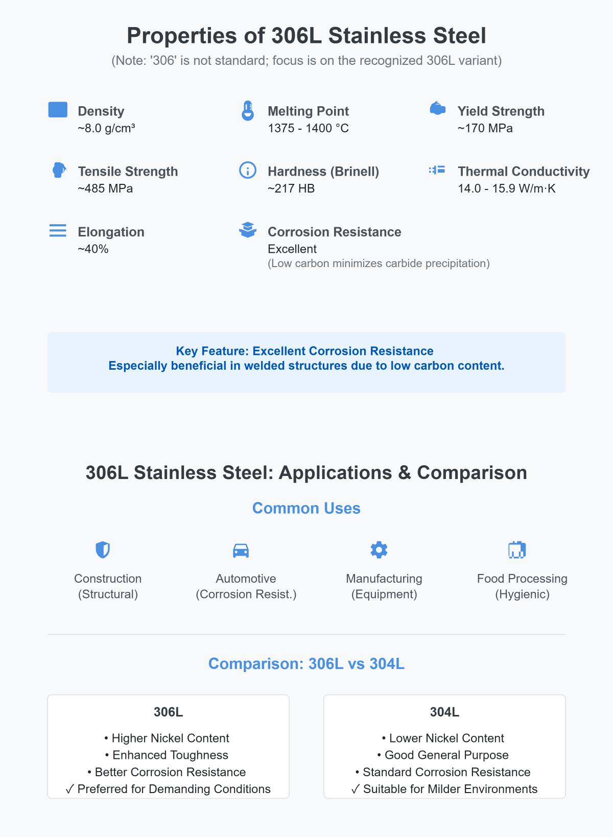Comprehensive Guide to 306 Stainless Steel: Properties, Uses, and Comparisons - MFG Shop