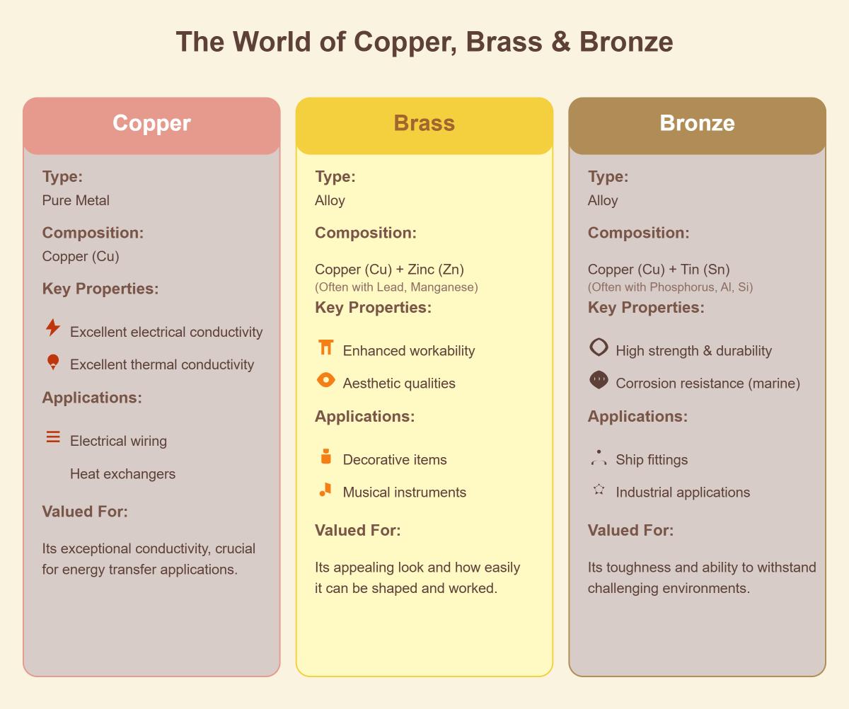 Copper vs Brass vs Bronze: Understanding the Differences - MFG Shop