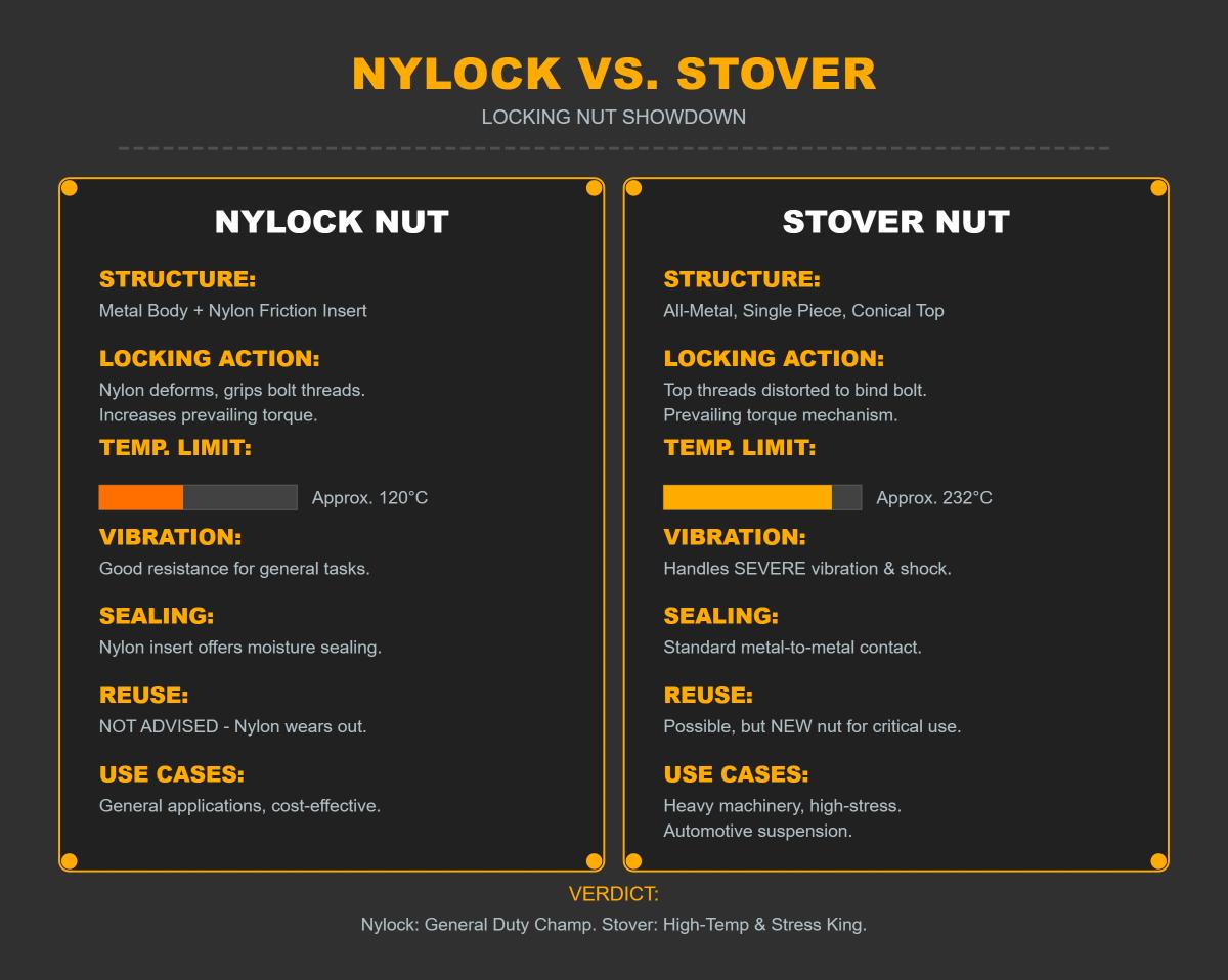 Nylock Nut vs Stover Nut: Key Differences and Comparisons - MFG Shop