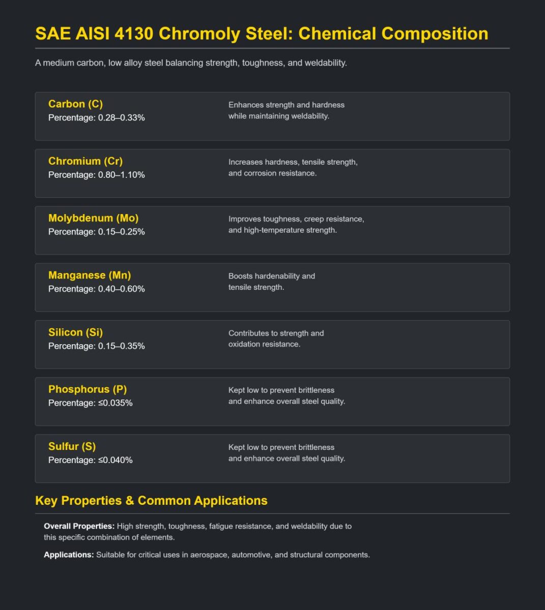 Acciaio cromato SAE AISI 4130: Proprietà, composizione e applicazioni - MFG Shop