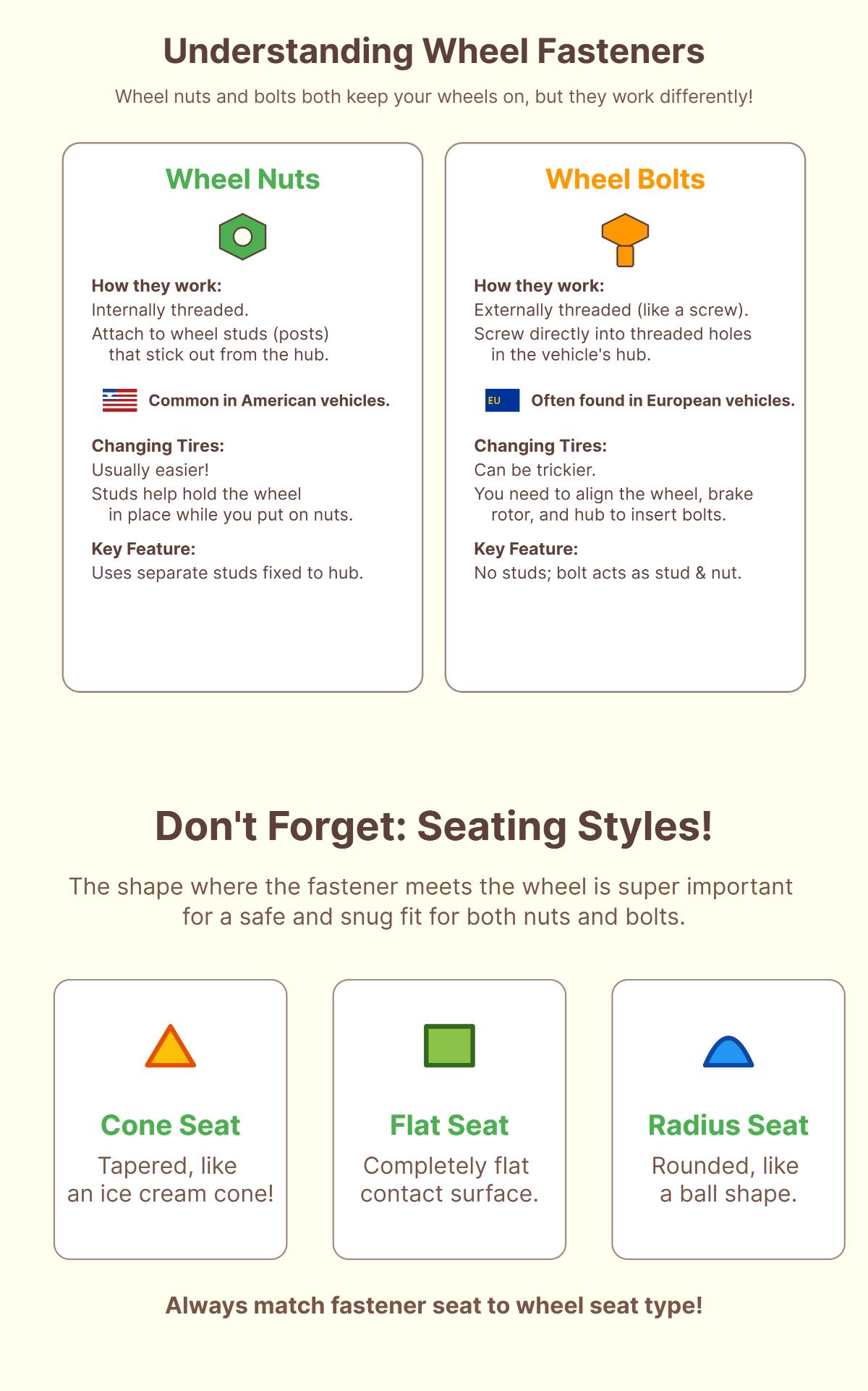 Understanding Wheel Nuts and Bolts: Types, Seating Styles, and Fastener ...