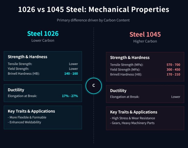 1026 vs 1045 Steel: Comprehensive Comparison Guide - MFG Shop