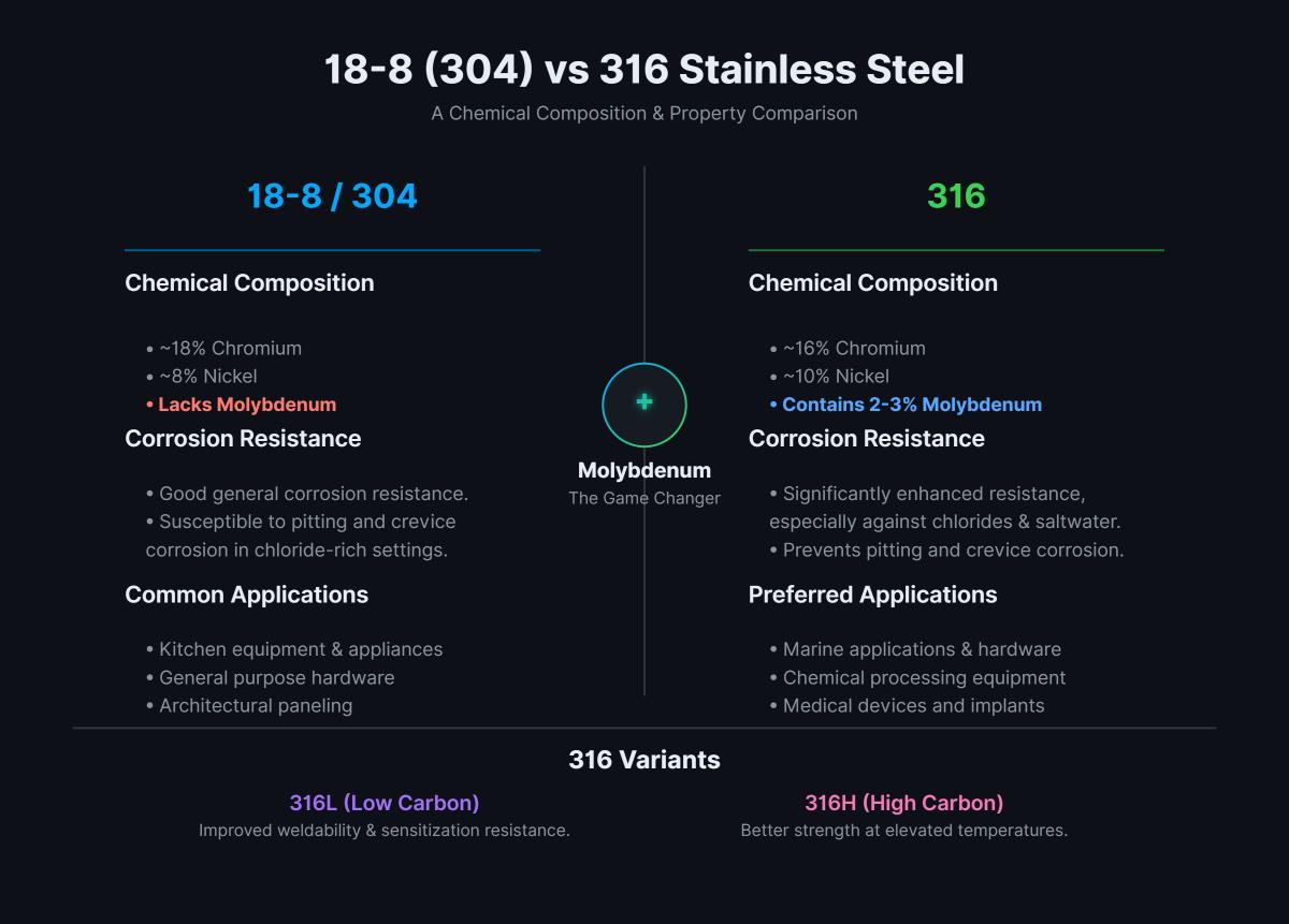 18-8 Stainless Steel vs 316: Key Differences and Applications - MFG Shop