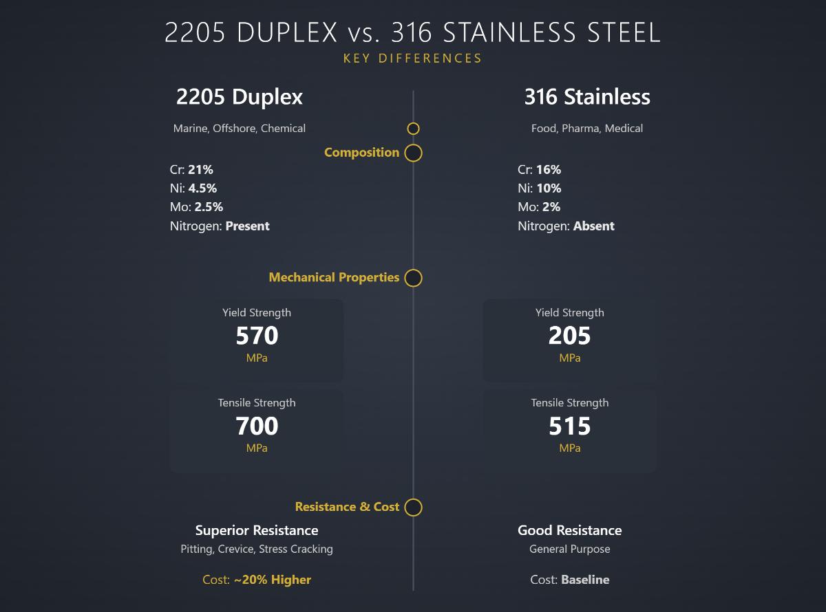 2205 Stainless Steel vs 316: Cost Comparison and Differences - MFG Shop