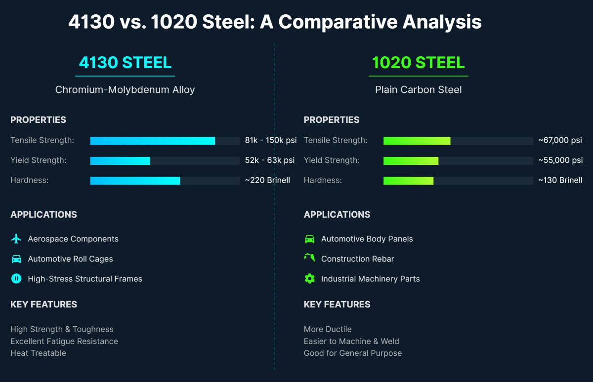 4130 vs 1020 Steel: Comparative Guide for Engineers - MFG Shop