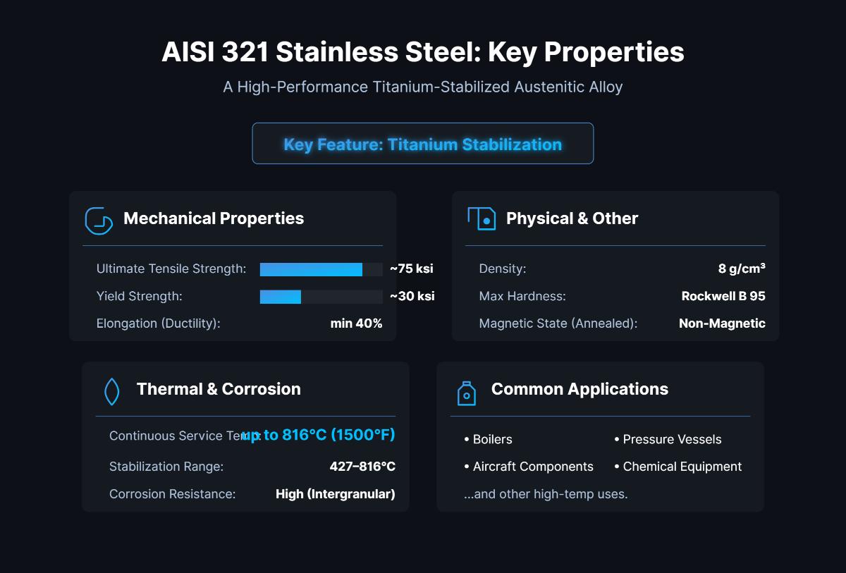AISI 321 Stainless Steel: Properties, Composition, and Uses - MFG Shop