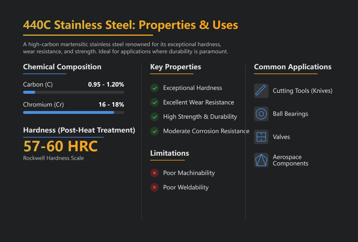 Comprehensive Guide to 440C Stainless Steel: Composition, Properties, and Uses - MFG Shop