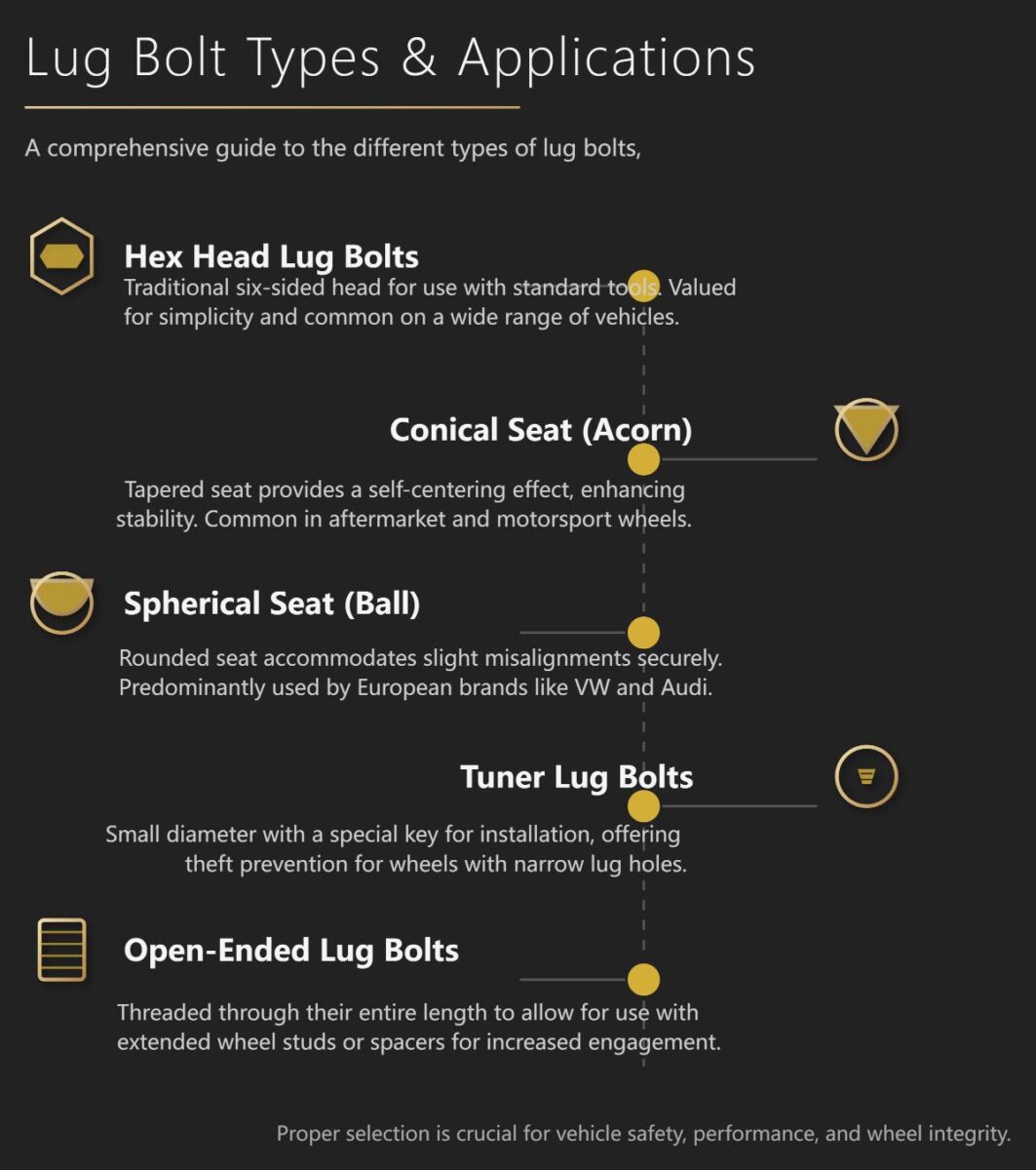 Comprehensive Guide to Lug Bolts: Types, Uses, and Comparisons - MFG Shop