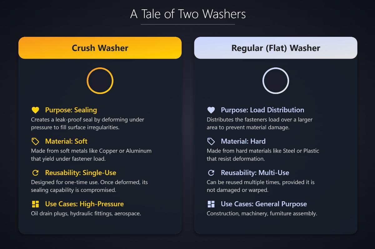 Crush Washer vs Regular Washer: Key Differences and Applications - MFG Shop