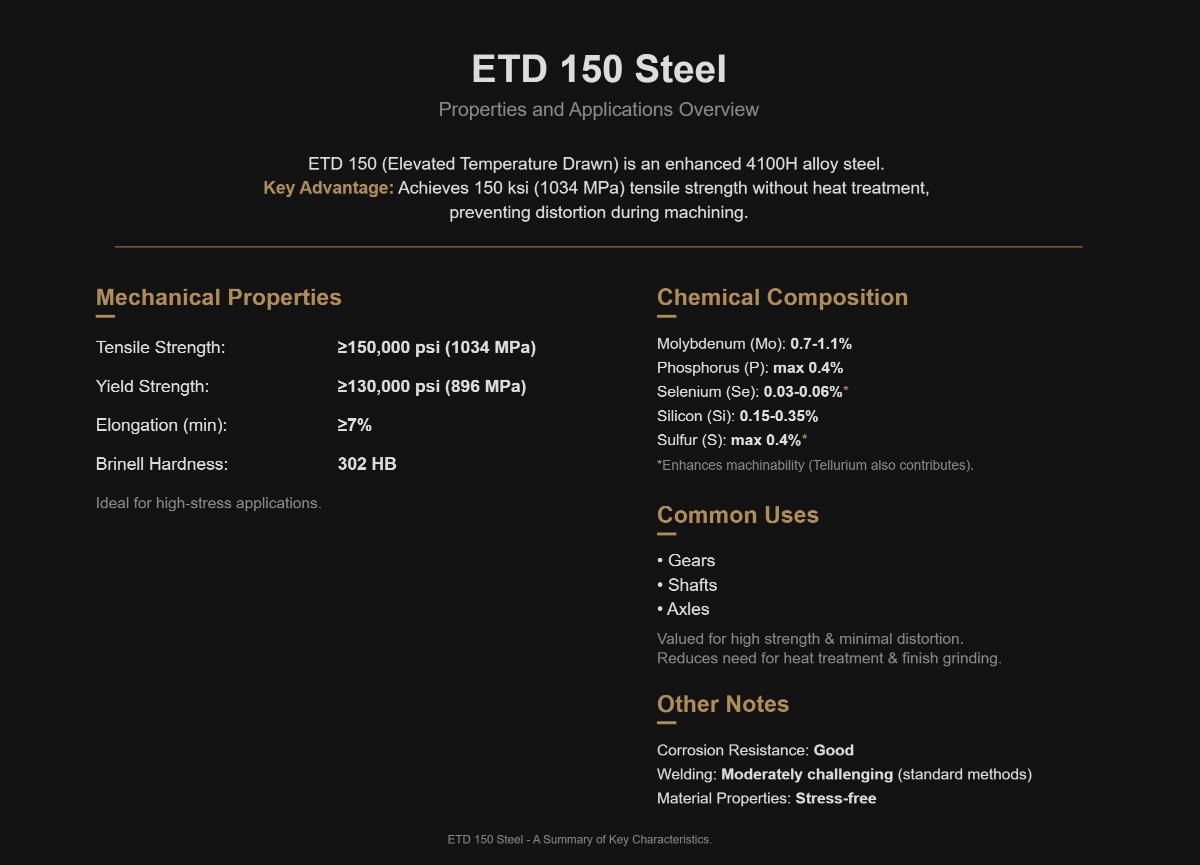ETD 150 Steel: Composition, Properties, and Uses - MFG Shop