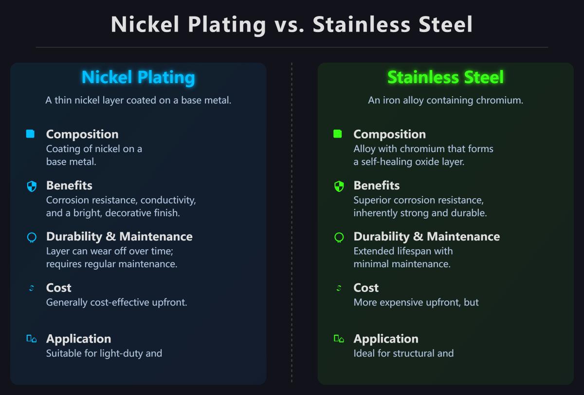 Nickel Plating vs Stainless Steel: What's the Difference? - MFG Shop