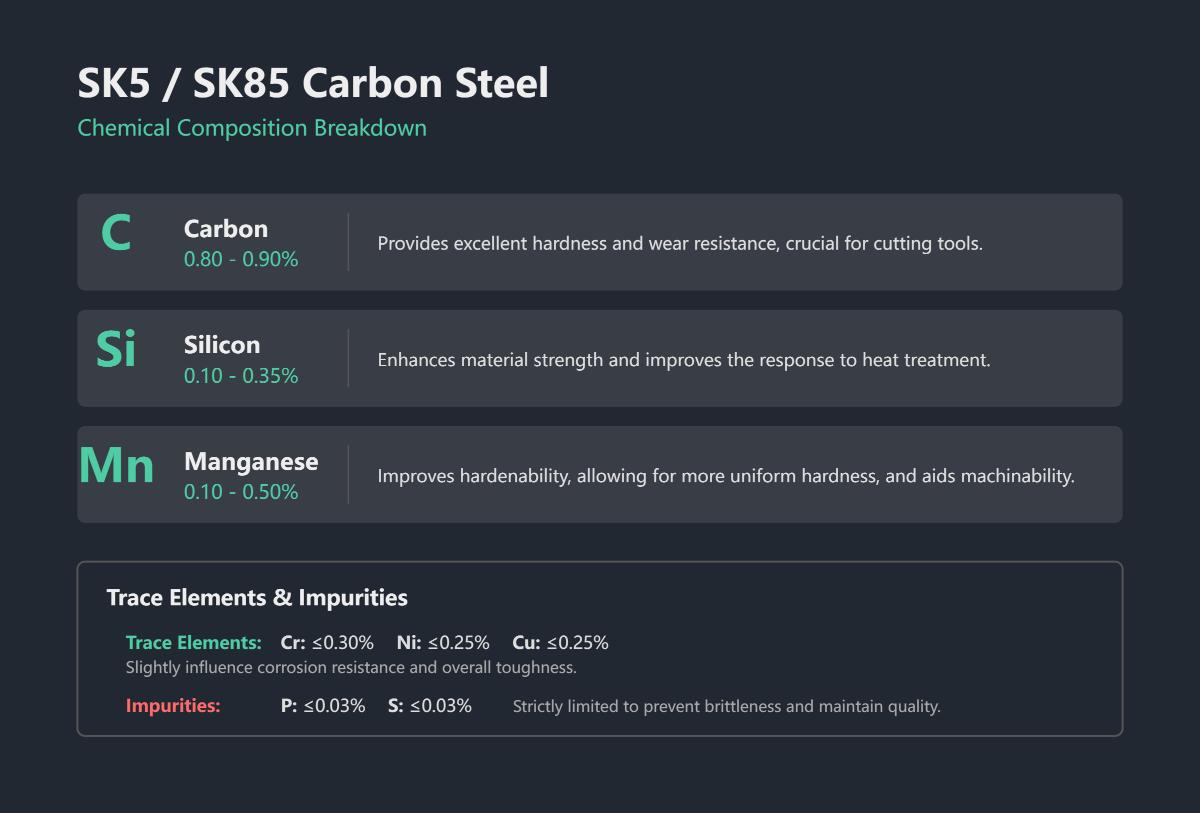 SK5 대 SK85 스틸: 자세한 기술 비교 및 특성 - MFG Shop