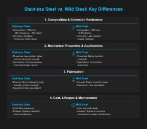 Stainless Steel vs Mild Steel: Key Differences and Applications - MFG Shop