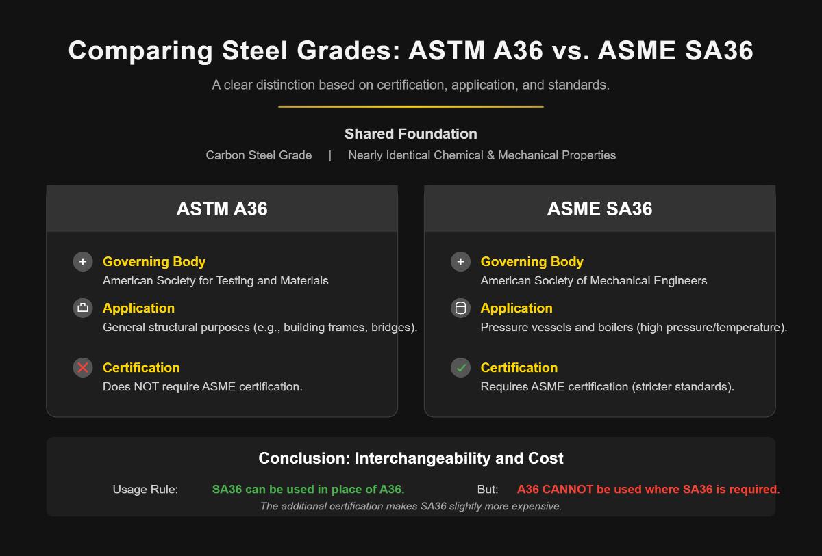 What's the Difference Between ASTM A36 and ASME SA36? - MFG Shop