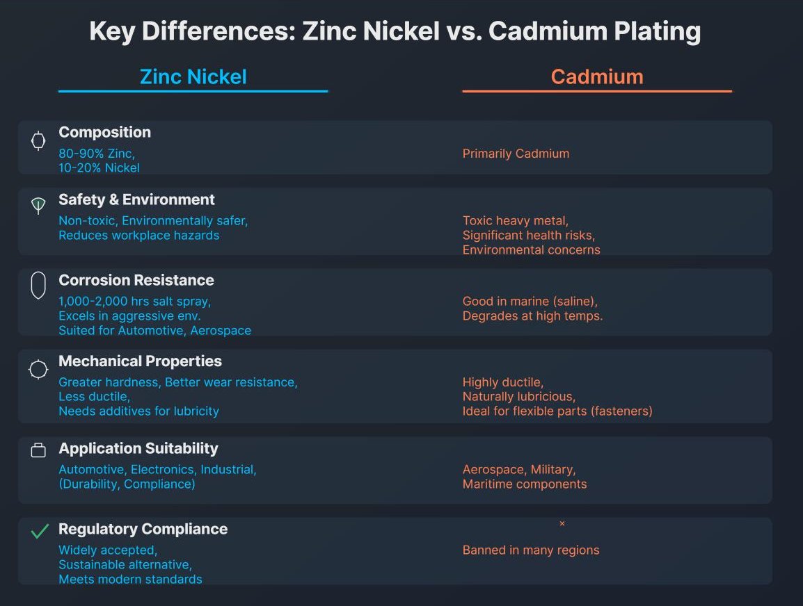 Zinc Nickel Plating vs Cadmium Plating: What’s the Difference? - MFG Shop