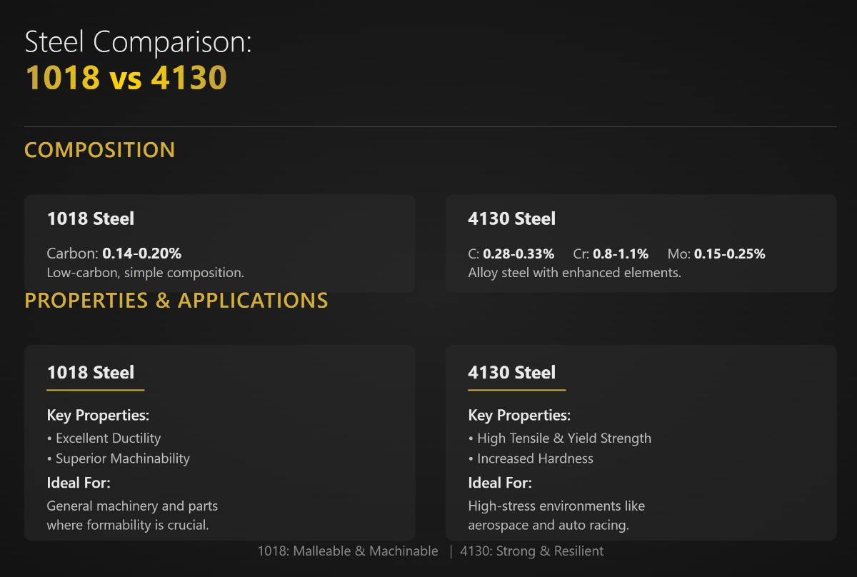 1018 vs 4130 Steel: Comprehensive Comparison Guide - MFG Shop