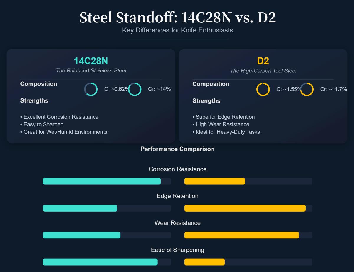 14C28N Steel vs D2: Comprehensive Comparison for Knife Making - MFG Shop