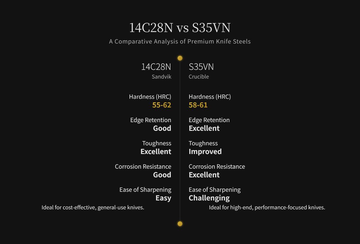 14C28N vs S35VN: Steel Comparison Guide - MFG Shop