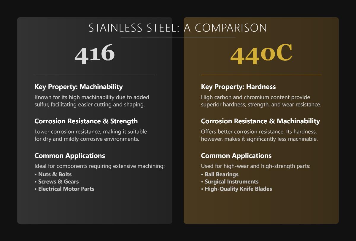 416 Stainless Steel vs 440C: Comprehensive Comparison - MFG Shop