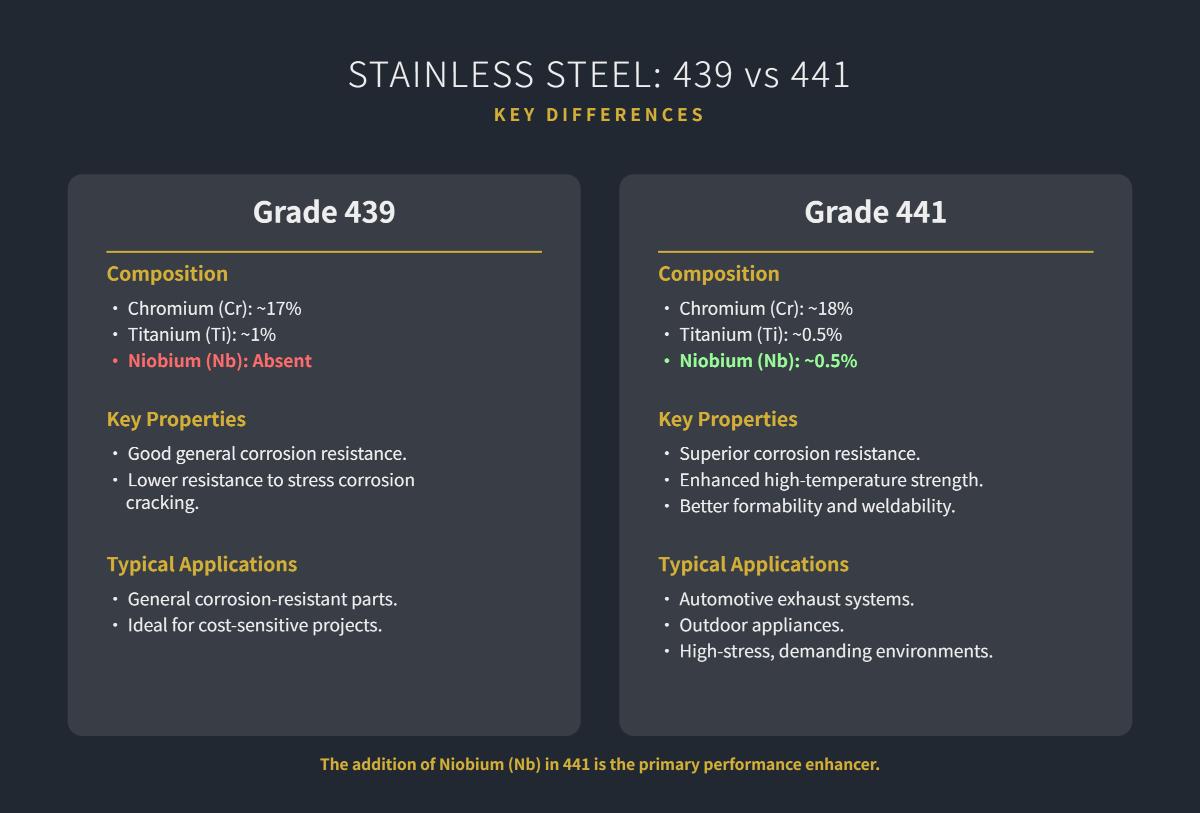 Acero inoxidable 439 vs 441: ¿Cuál es la diferencia? - Tienda MFG
