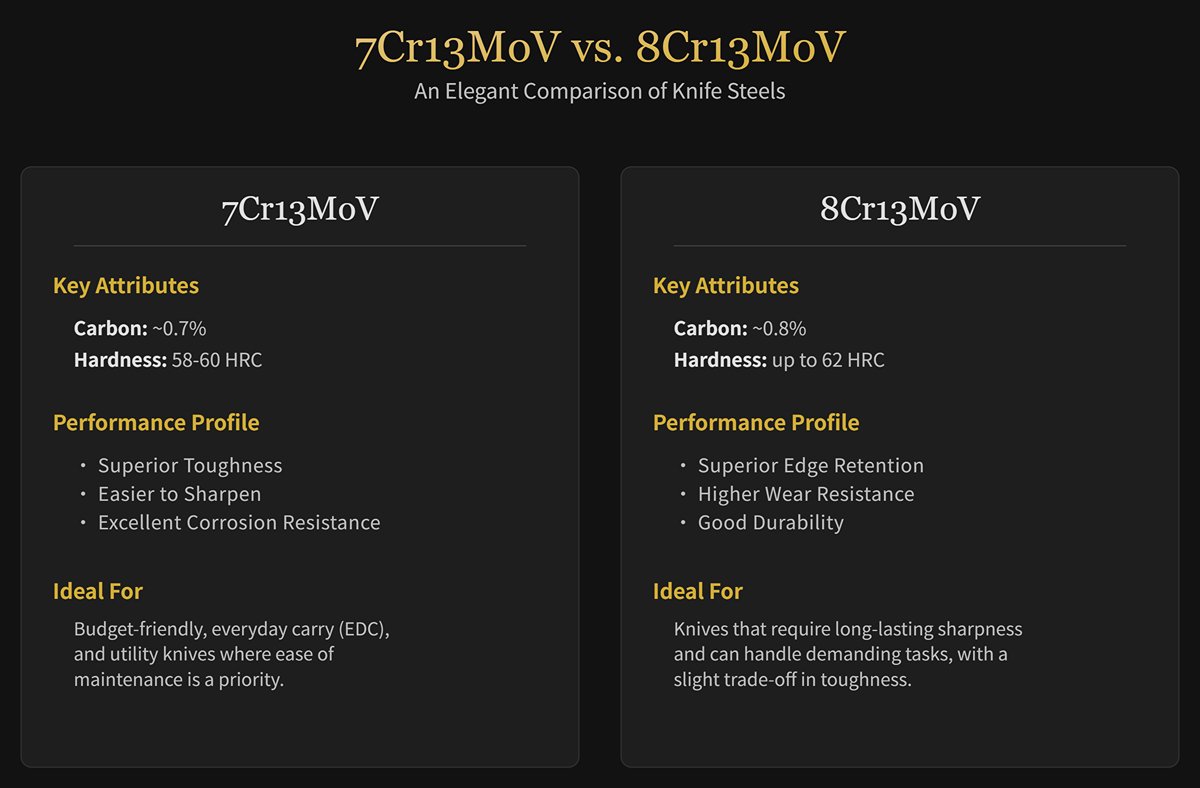 7Cr13MoV vs 8Cr13MoV Knife Steel Comparison - MFG Shop