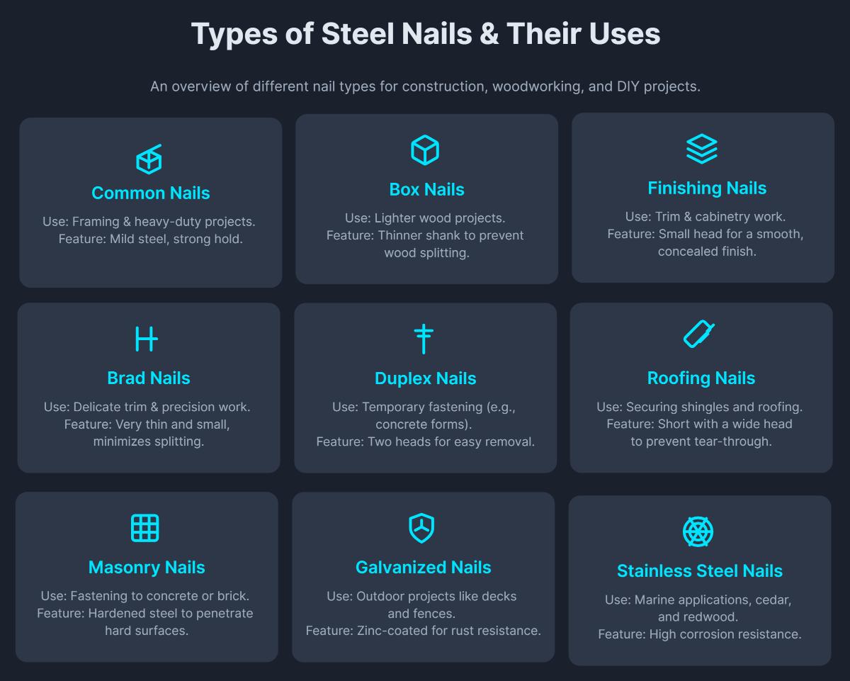 8 Types of Steel Nails and Their Uses: A Beginner's Guide - MFG Shop