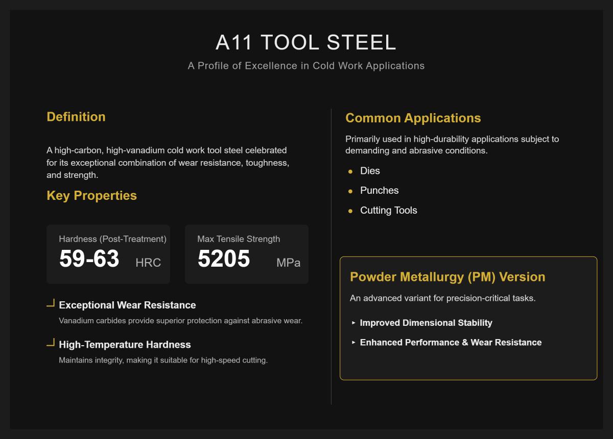 A11 Tool Steel: Composition, Properties, and Uses - MFG Shop