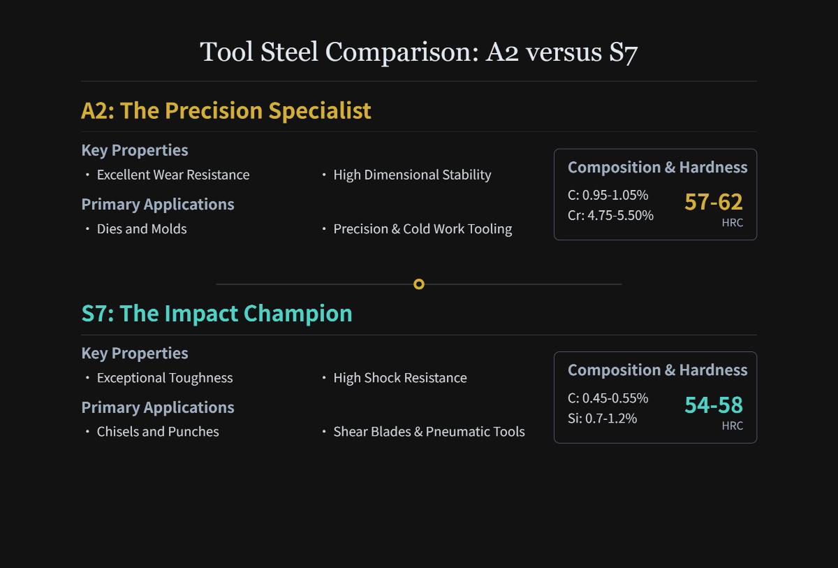 A2 Tool Steel vs S7 Tool Steel: Comparative Analysis - MFG Shop