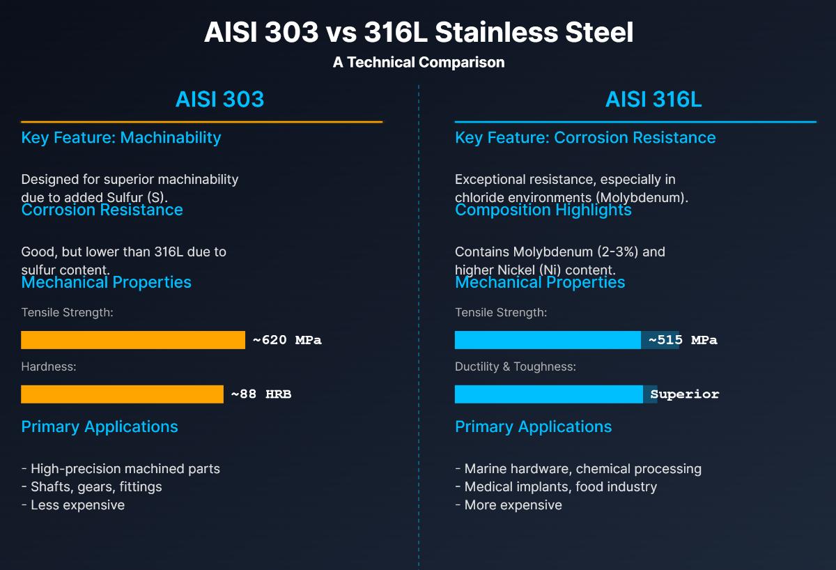 AISI 303 vs. 316L Stainless Steel: What’s the Difference? - MFG Shop