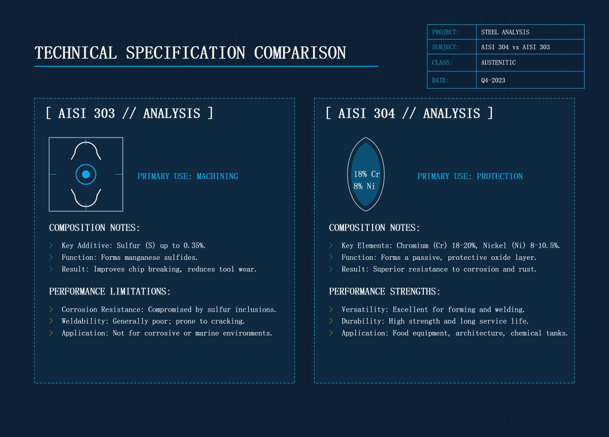 AISI 304 vs 303 Stainless Steel: Comprehensive Comparison - MFG Shop