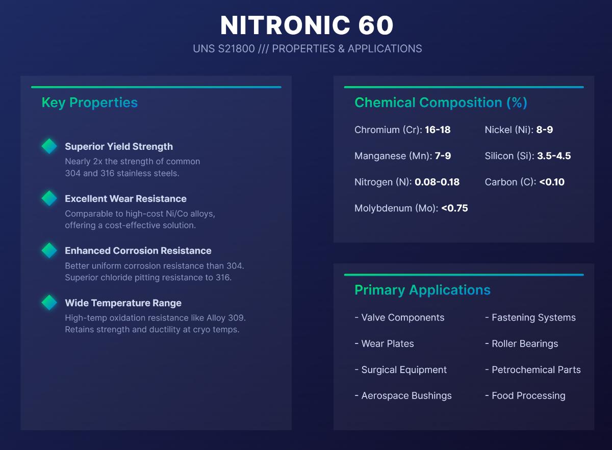 AMS 5848 Nitronic 60 Alloy: Composition, Properties, and Uses - MFG Shop