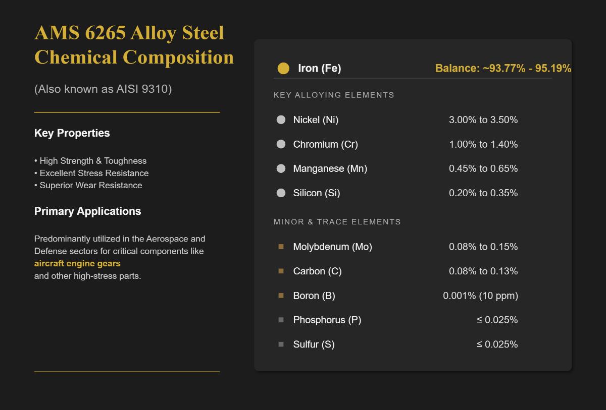 AMS 6265 and AISI 9310 Alloy Steels: Composition, Properties, and Uses - MFG Shop