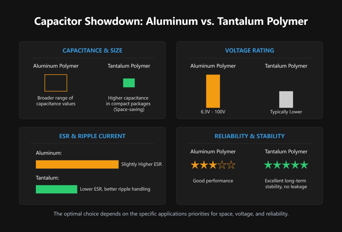 Aluminum Polymer vs Tantalum Polymer Capacitors: What's the Difference ...
