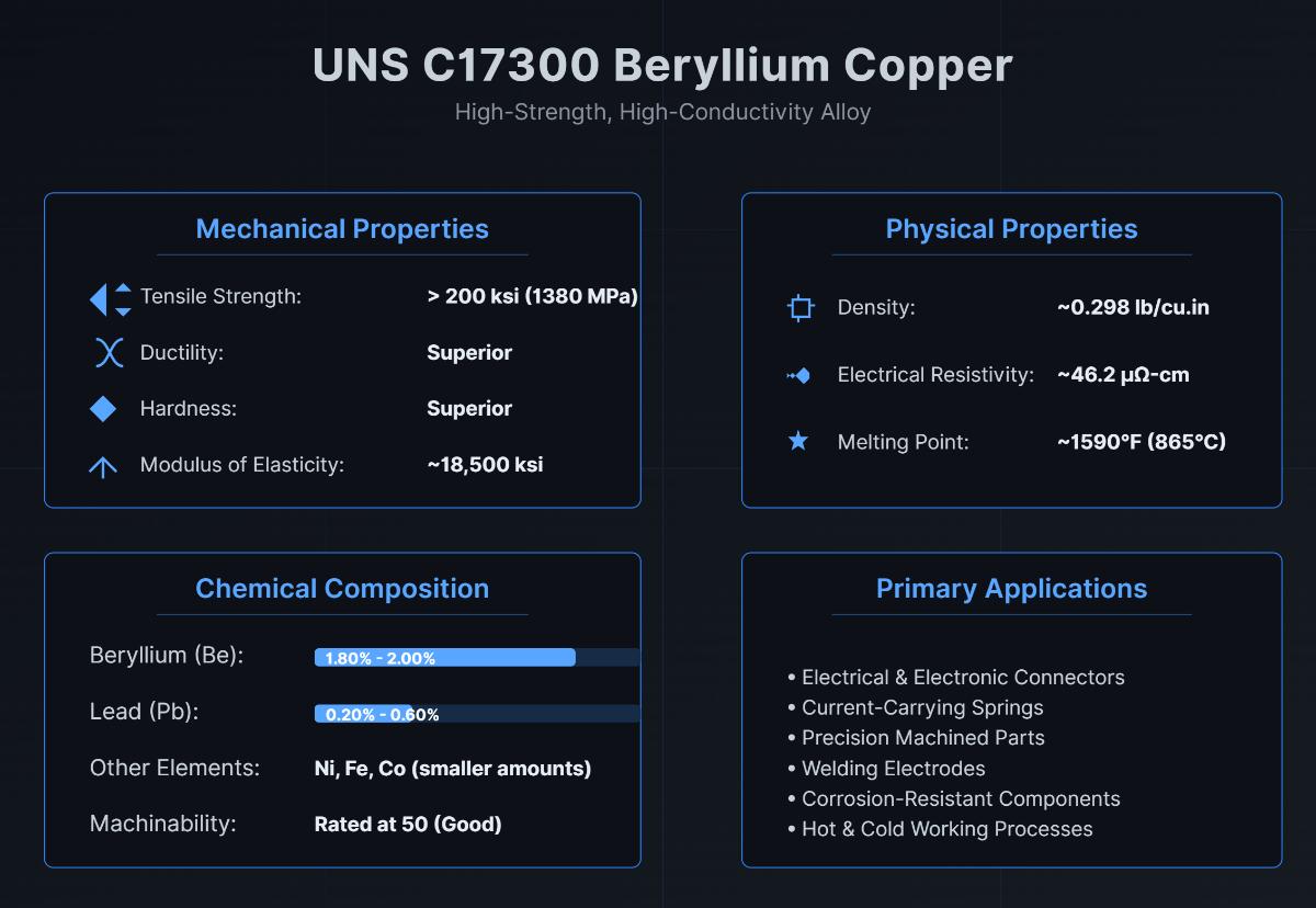 Beryllium Copper 173 (UNS C17300): Properties, Uses, and Composition - MFG Shop