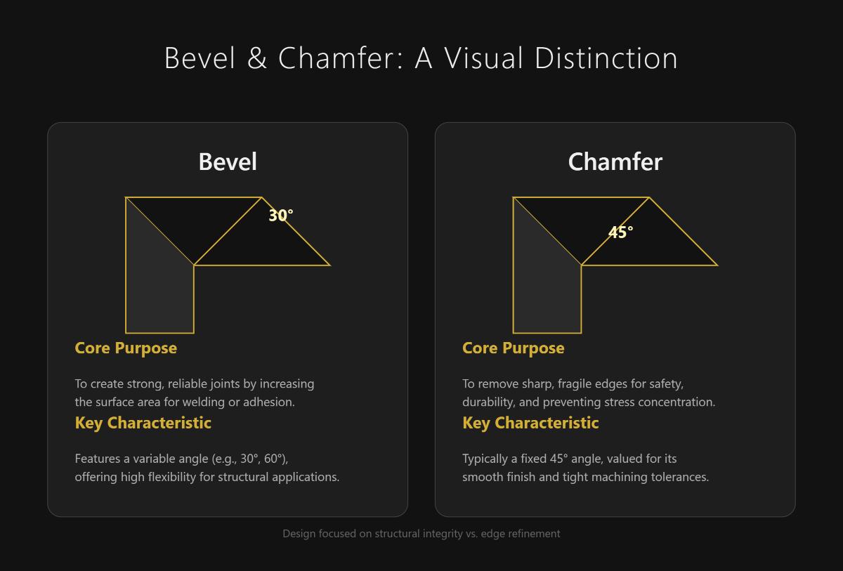 Bevel vs Chamfer: Definitions, Differences, and Applications - MFG Shop