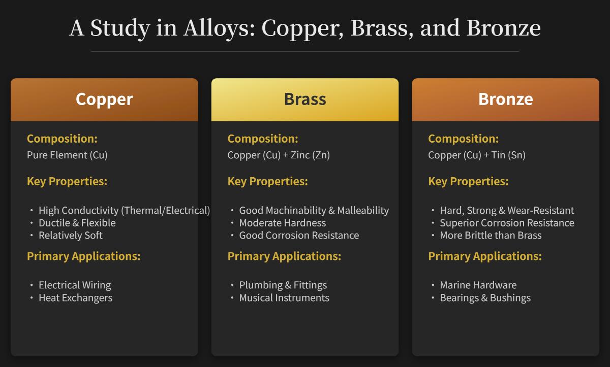 Brass vs Bronze vs Copper: Comprehensive Property Comparison - MFG Shop