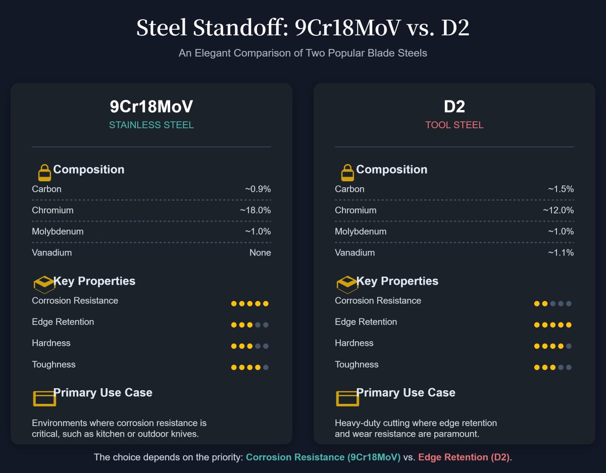 Comprehensive Comparison: 9Cr18MoV vs D2 Steel - MFG Shop