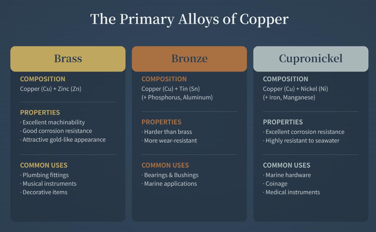 Guía completa de aleaciones de cobre: Latón, Bronce y Cuproníquel - MFG Shop