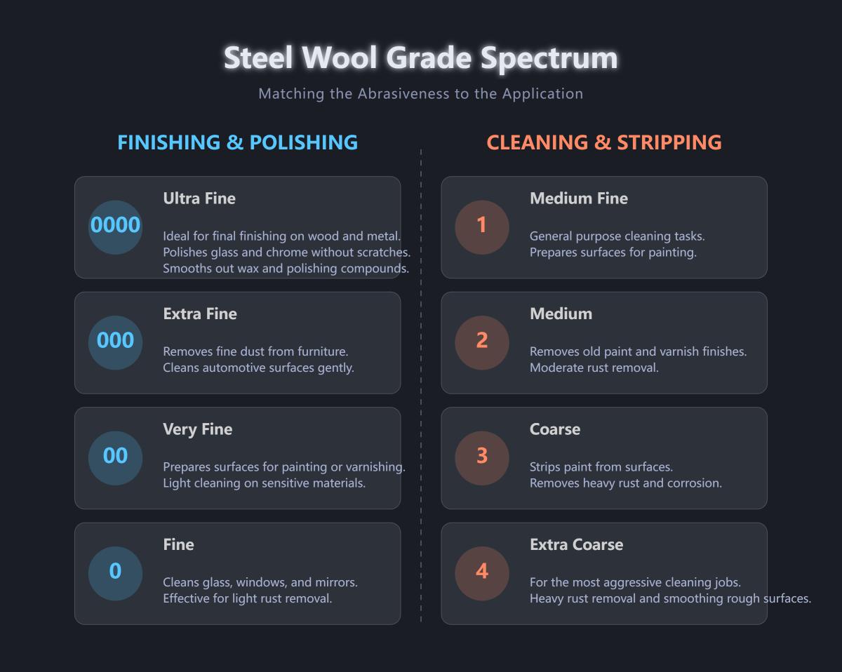 Guide complet des qualités et utilisations de la laine d'acier - MFG Shop